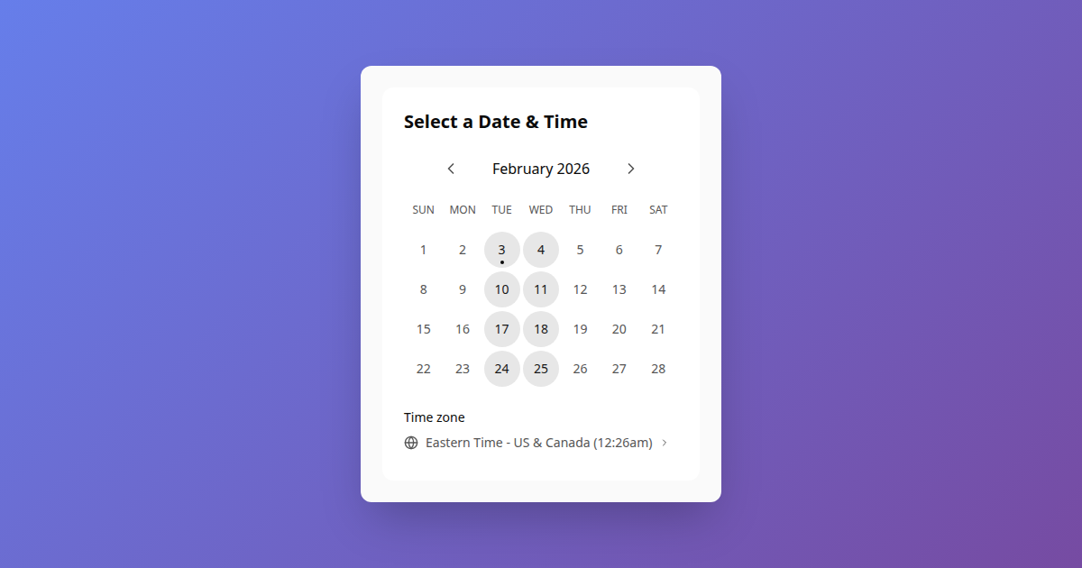 Date & Time Picker shadcn/ui block for ChatGPT Apps | Manifest UI