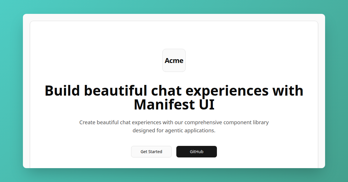 Hero shadcn/ui block for ChatGPT Apps | Manifest UI