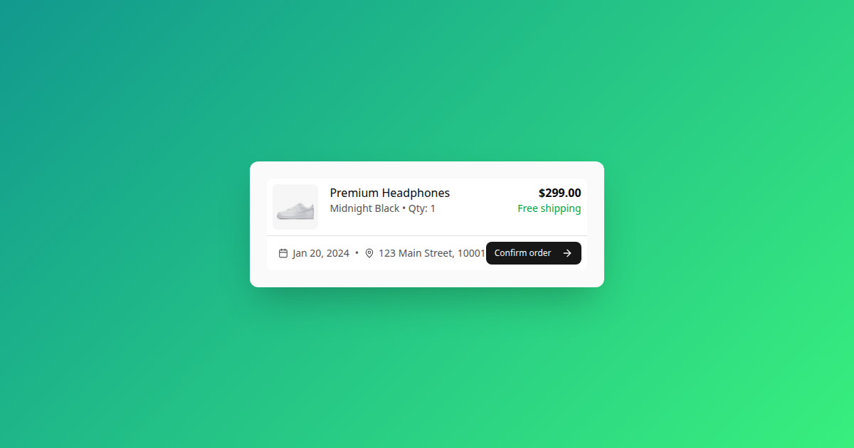 Order Confirmation shadcn/ui block for ChatGPT Apps | Manifest UI